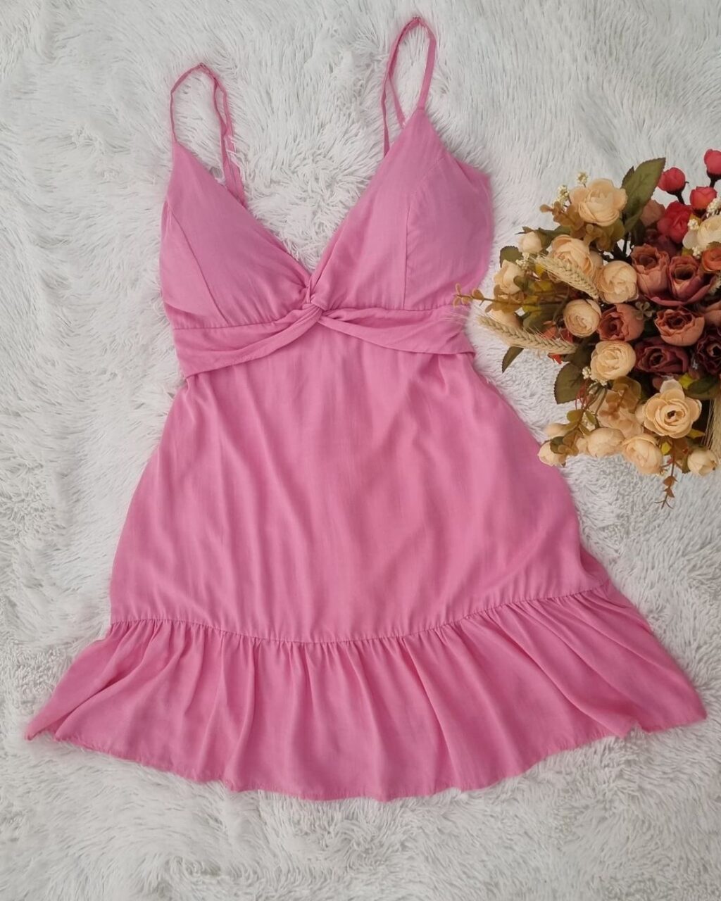 Vestido Curto viscolinho rosa - Athena Boutique